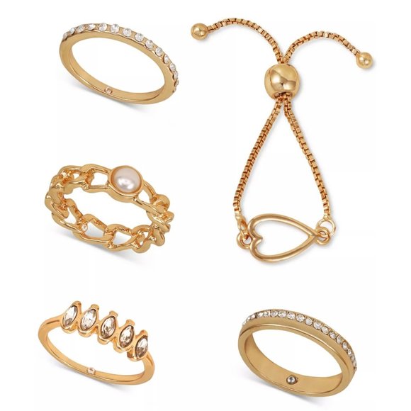 Guess | Jewelry | Guess Goldtone 6piece Set Stone Imitation Pearl Pav ...